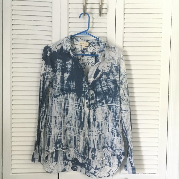 cloth & stone | Tops | Indigo Blue Batik Cloth Stone Long Sleeve And ...